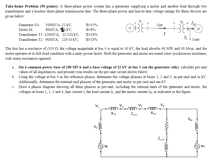 Solved Take-home Problem (50 ﻿points): A three-phase power | Chegg.com