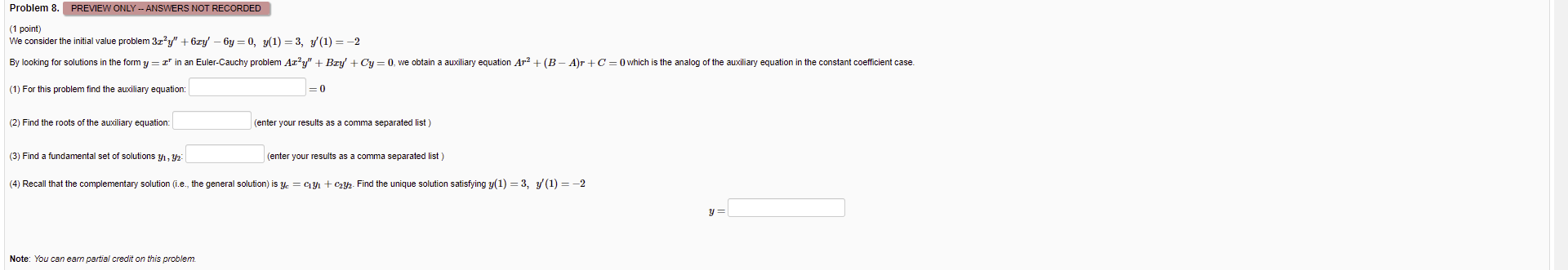 Solved Problem 8. PREVIEW ONLY -- ANSWERS NOT RECORDED (1 | Chegg.com