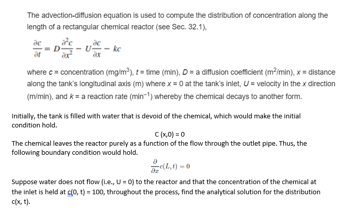 Solved ac - kc The advection-diffusion equation is used to | Chegg.com