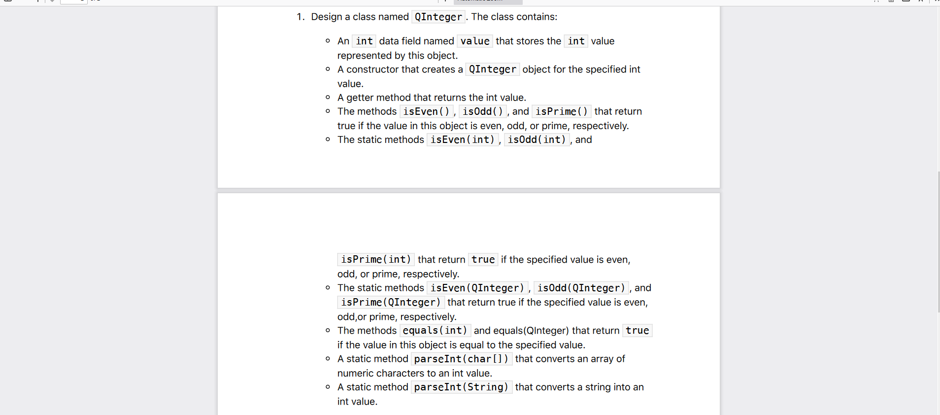 Solved 1 Design A Class Named Qinteger The Class