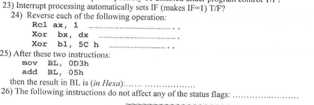 Solved 23) Interrupt processing automatically sets IF (makes | Chegg.com