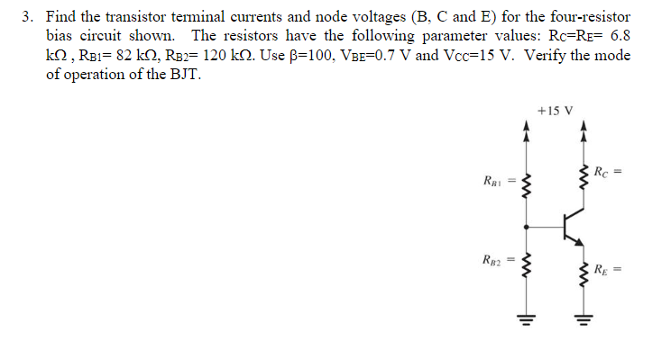 Solved 3. Find the transistor terminal currents and node | Chegg.com