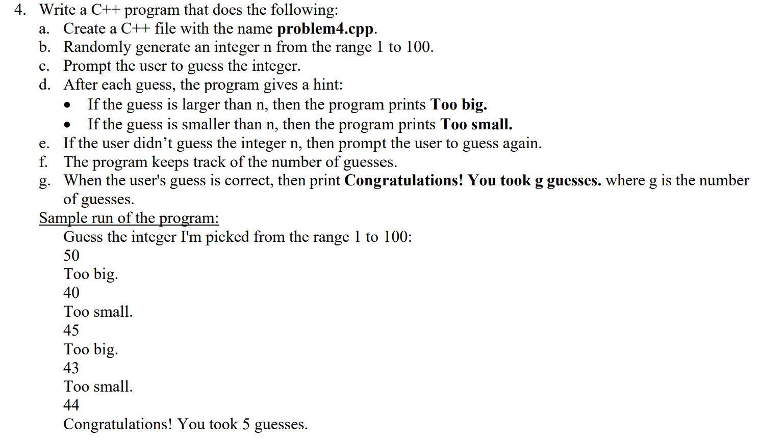 Solved 4. Write a C++ program that does the following: a. | Chegg.com