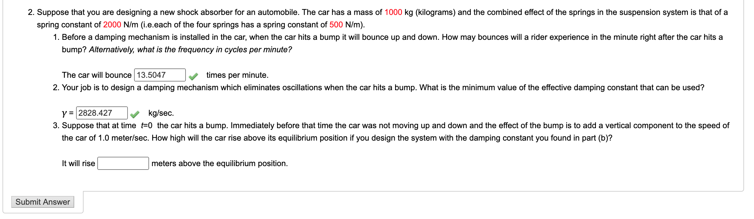 Solved 2. Suppose that you are designing a new shock | Chegg.com