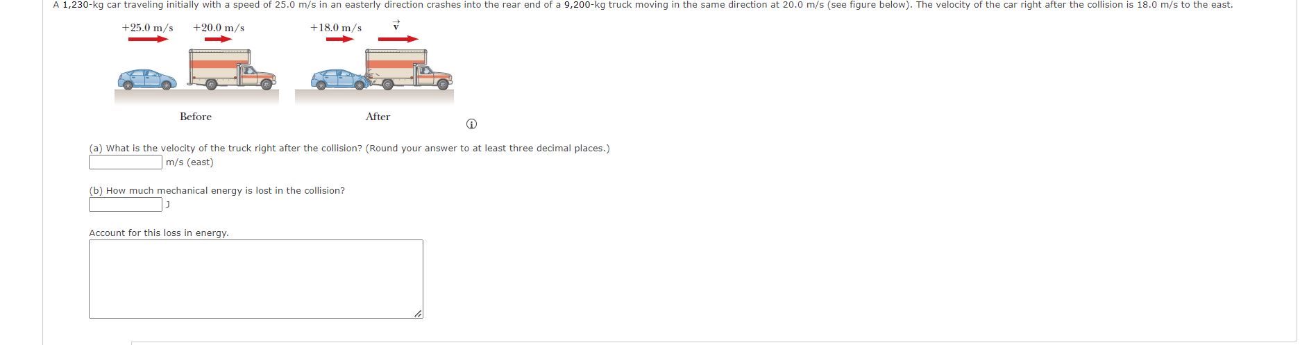 Solved (a) What is the velocity of the truck right after the | Chegg.com