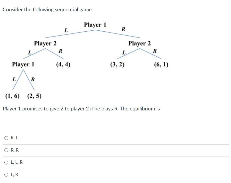 Solved Consider the following sequential game. Player 1 | Chegg.com