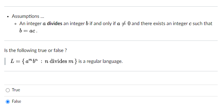 Solved - Assumptions ... - An integer a divides an integer b | Chegg.com