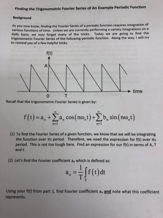Finding the Trigonometric Fourier Series of An | Chegg.com