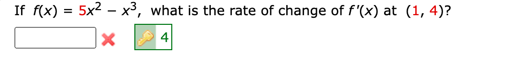 Solved If f(x)=5x2-x3, ﻿what is the rate of change of f'(x) | Chegg.com