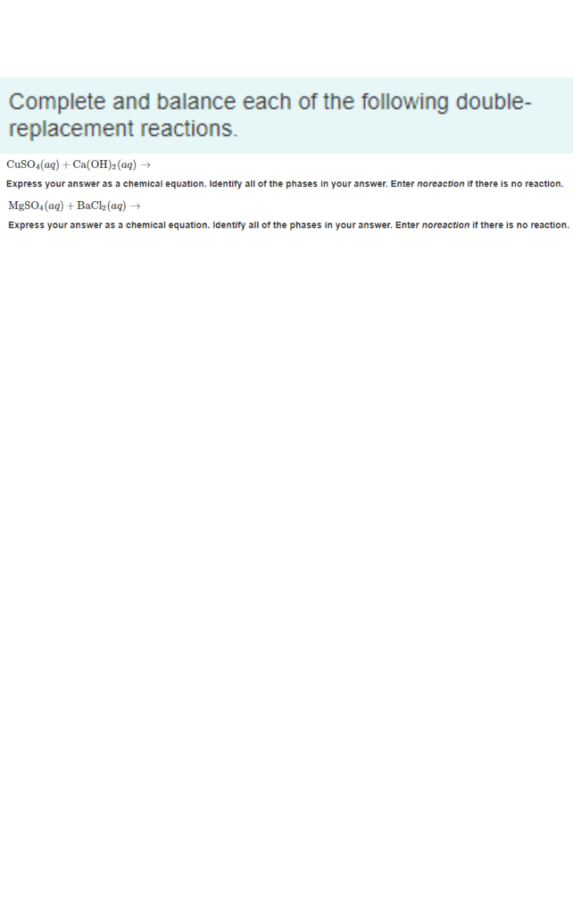 Solved Complete and balance each of the following | Chegg.com