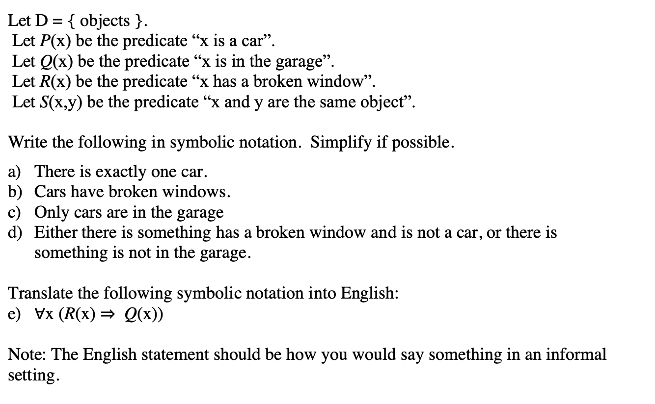 Solved Let D={ objects }. Let P(x) be the predicate " x is a | Chegg.com