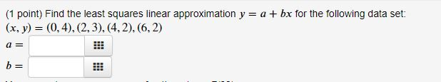 Solved (1 point) Find the least squares linear approximation | Chegg.com