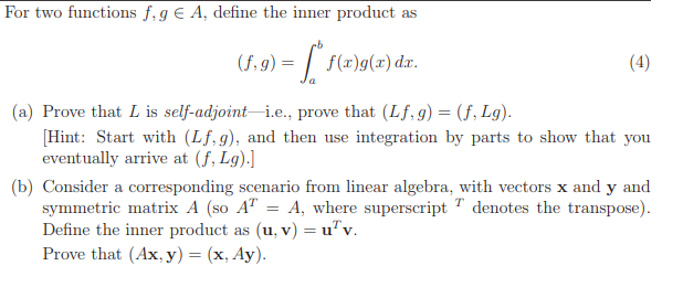 Solved 2. Self-adjoint linear operators. onsider the linear | Chegg.com
