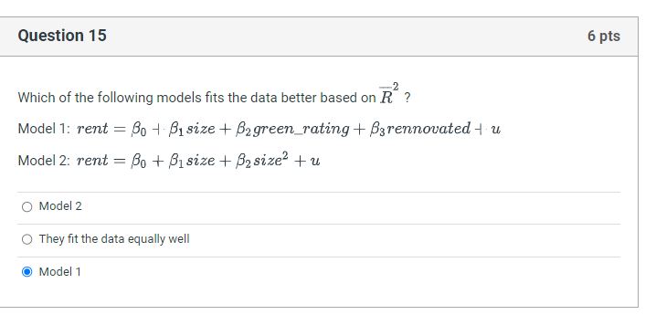 Solved Question 15Which of the following models fits the | Chegg.com