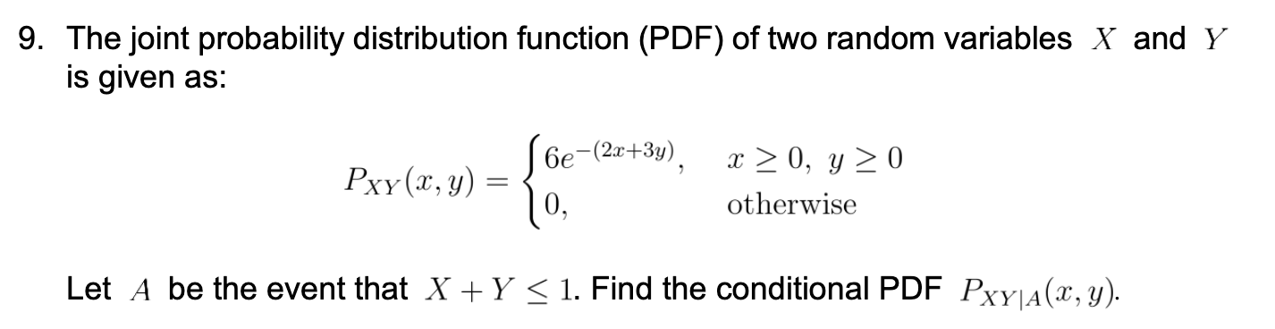 Solved The joint probability distribution function (PDF) of | Chegg.com