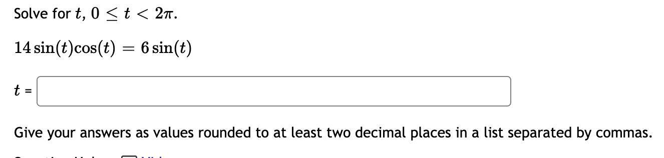 Solved Solve for t,0≤t