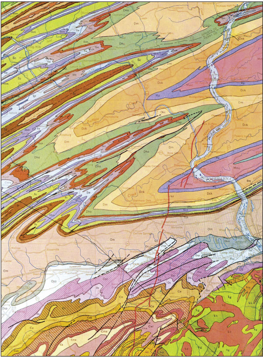 Geologic Map of the Appalachians Triassic kd kic Red | Chegg.com