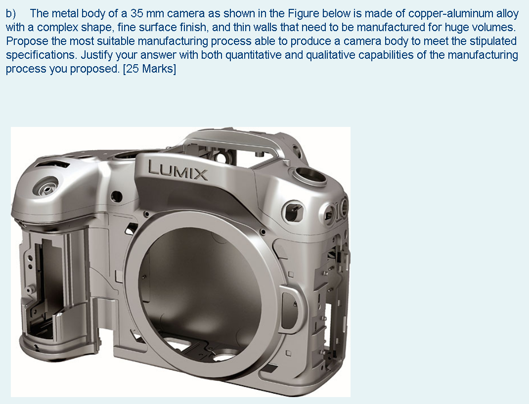 Solved b) The metal body of a 35 mm camera as shown in the | Chegg.com