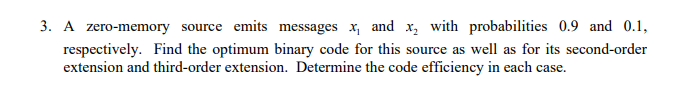 Solved 3. A zero-memory source emits messages x, and x, with | Chegg.com