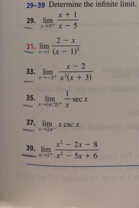 Solved 29-39 Determine the infinite limit. x+ 1 29. lim 31. | Chegg.com