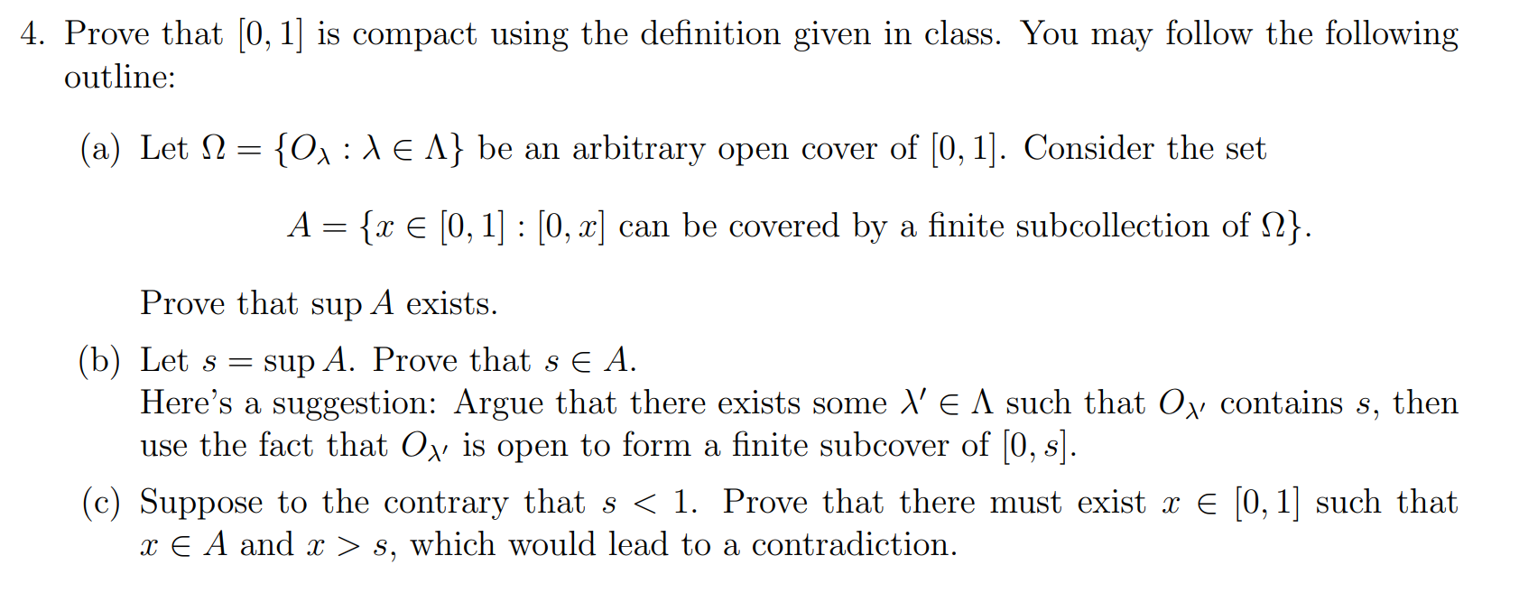 Solved Prove that [0,1] is compact using the definition | Chegg.com
