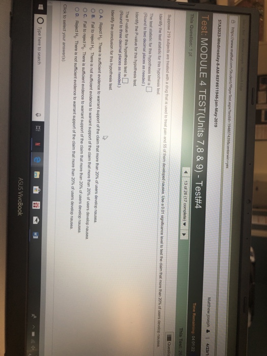 Solved Test: MODULE 4 TEST(Units 7,8 & 9)-Test#4 Time | Chegg.com
