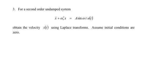 Solved 3. For a second order undamped system obtain the | Chegg.com