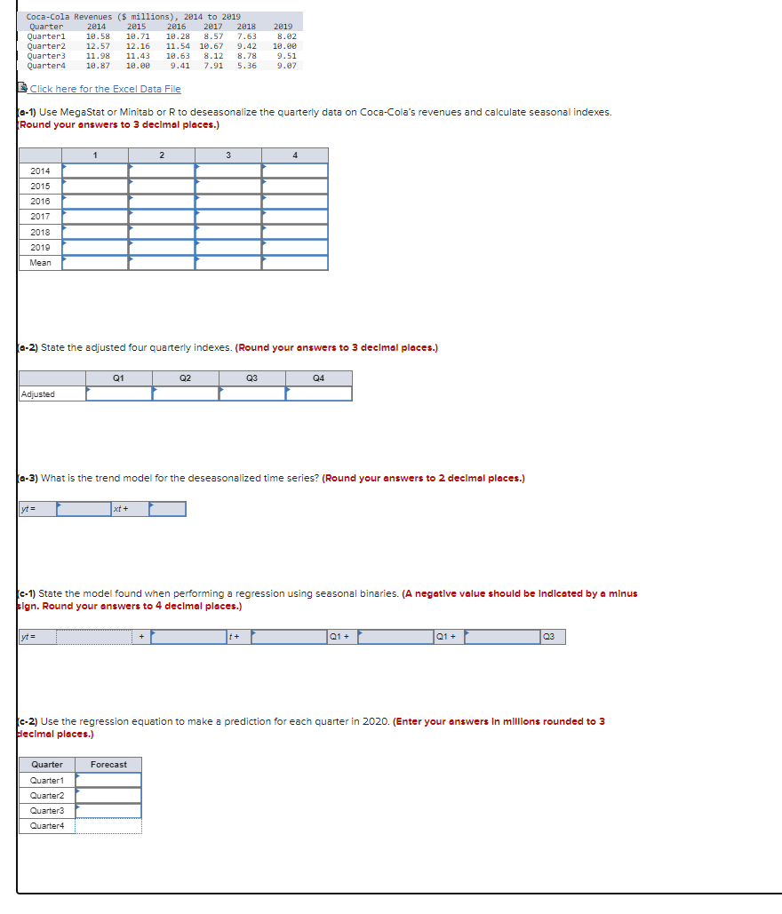 Solved Click here for the Excel Data File (e-1) Use MegaStat | Chegg.com
