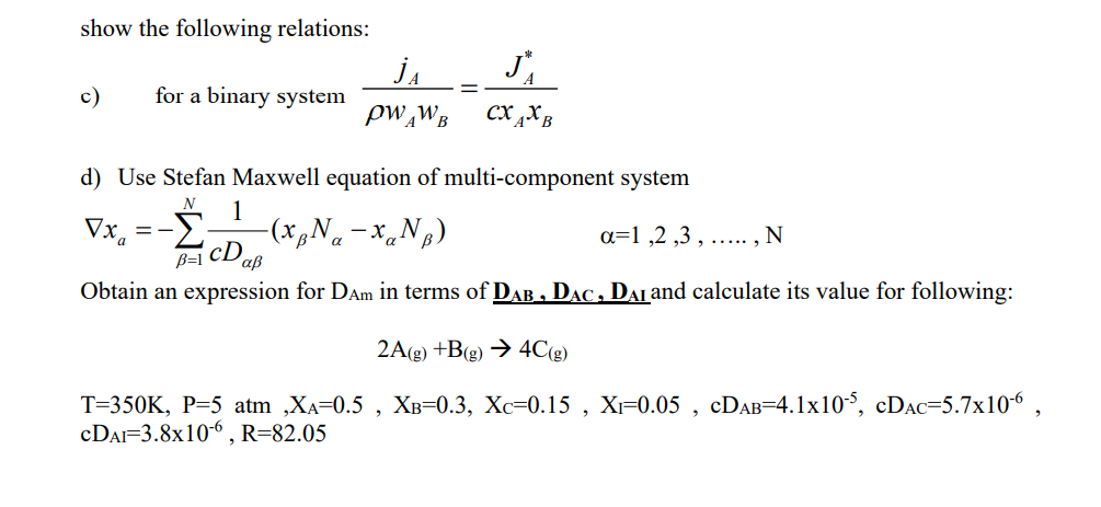 Solved show the following relations: ja c) for a binary | Chegg.com