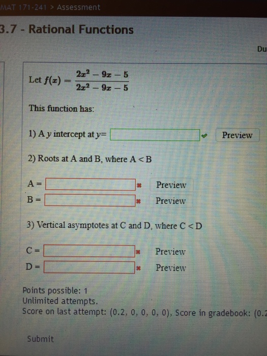 Solved Let f(x) = 2x^2 - 9x - 5/2x^2 - 9x - 5 This function | Chegg.com