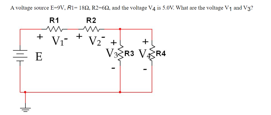Solved A voltage source E=9 V,R1=18Ω,R2=6Ω, and the voltage | Chegg.com