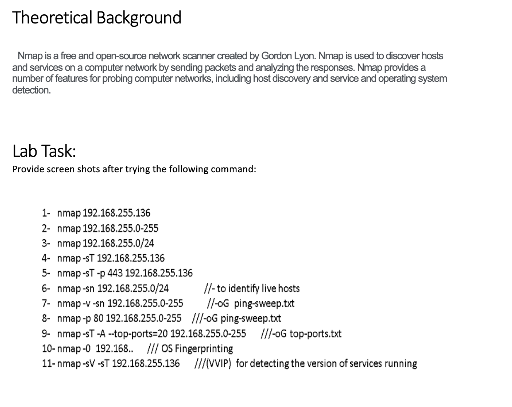 Solved Theoretical Background Nmap is a free and open-source | Chegg.com