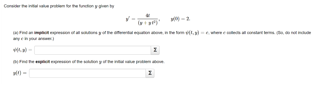 Solved Consider The Initial Value Problem For The Function Y 1813