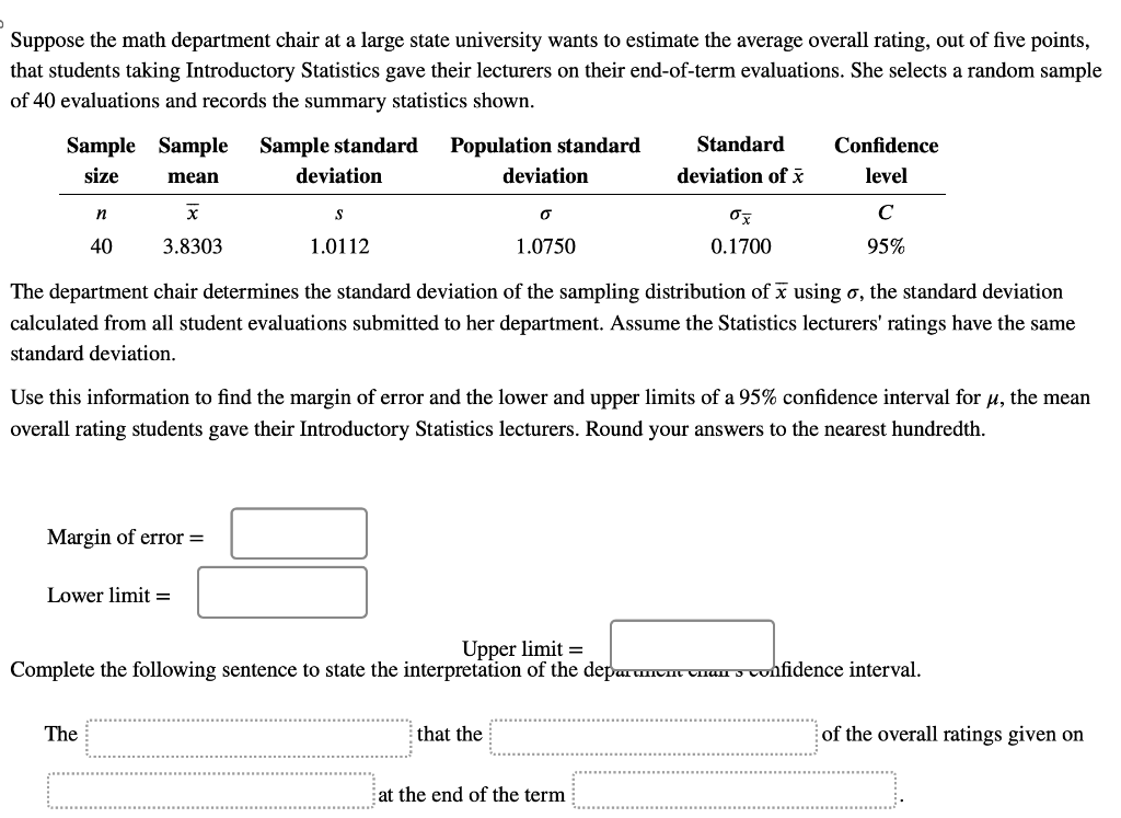 Solved Suppose the math department chair at a large state | Chegg.com