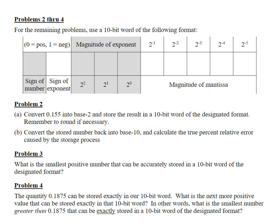 Solved Problems 2 thru 4 For the remaining problems, use a | Chegg.com