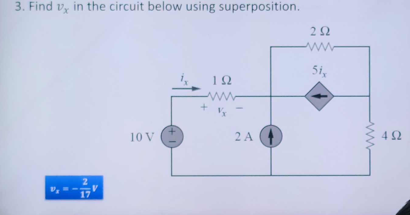 Solved Find vx ﻿in the circuit below using | Chegg.com