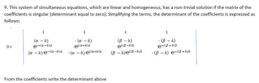 9. This system of simultaneous equations, which are | Chegg.com
