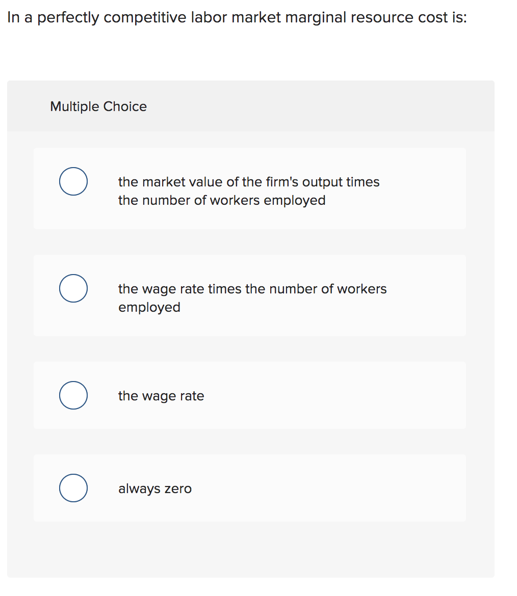 Solved In a perfectly competitive labor market marginal | Chegg.com