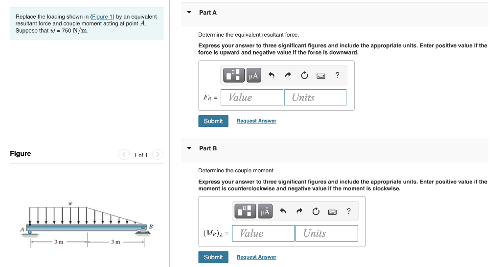 Solved Part A Replace the loading shown in (Figure 1) by an | Chegg.com