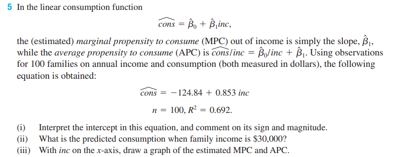Solved 5 ﻿In the linear consumption functionwidehat( ﻿cons | Chegg.com