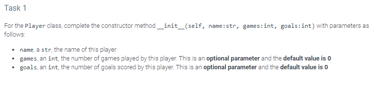 Solved For the Player class, complete the constructor method | Chegg.com