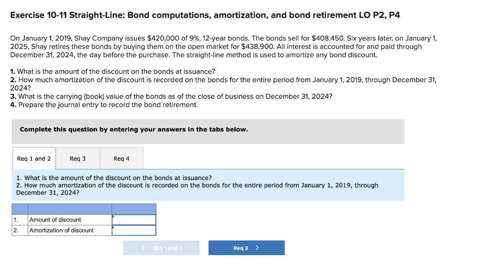 Solved Exercise 10-11 Straight-Line: Bond computations, | Chegg.com