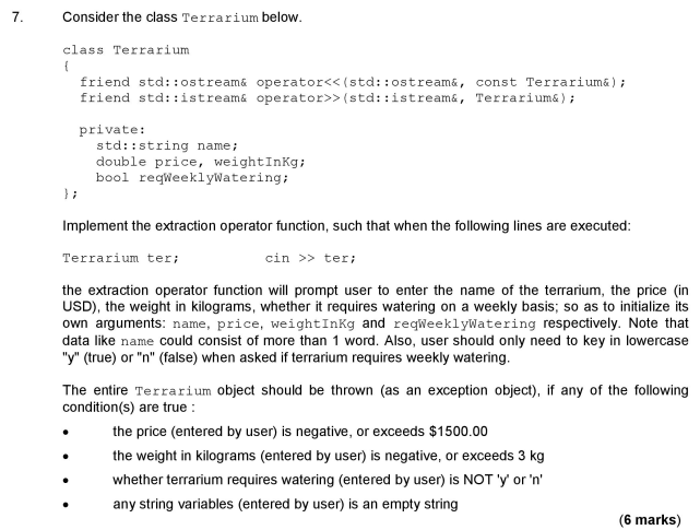 Solved 7. Consider the class Terrarium below. class | Chegg.com
