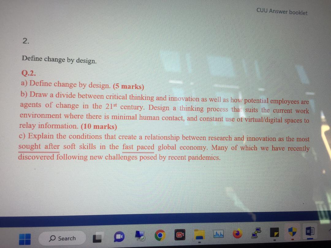 Define change by design. Q.2. a) Define change by | Chegg.com