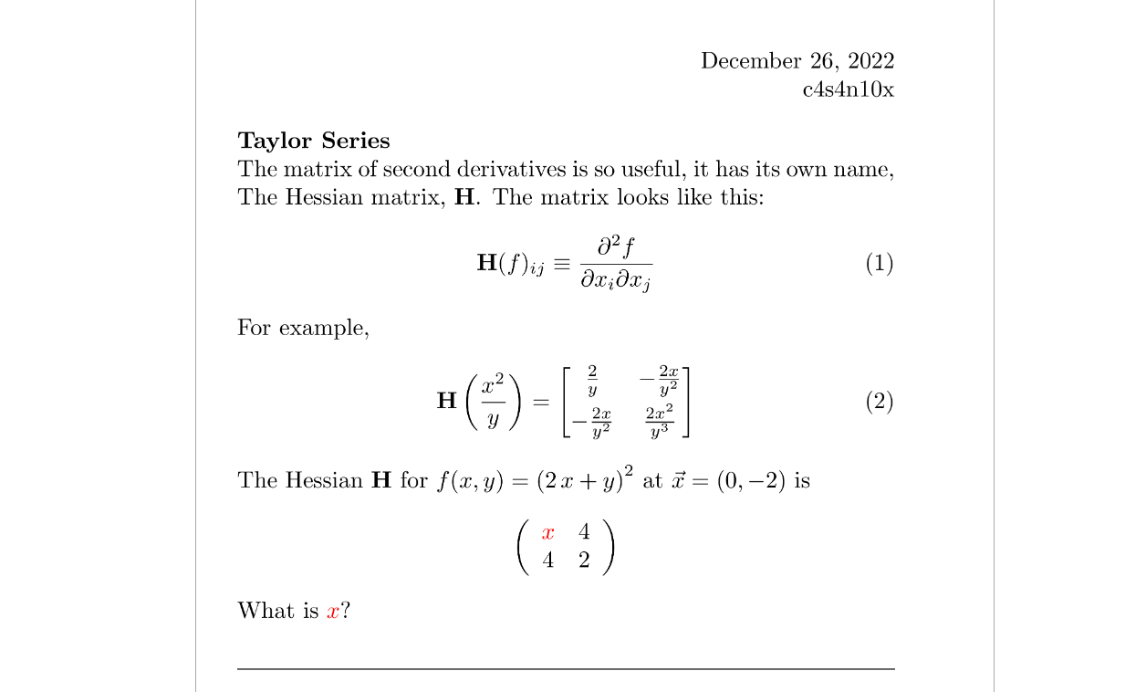 Solved December 26,2022 c4 s4n10x Taylor Series The matrix | Chegg.com