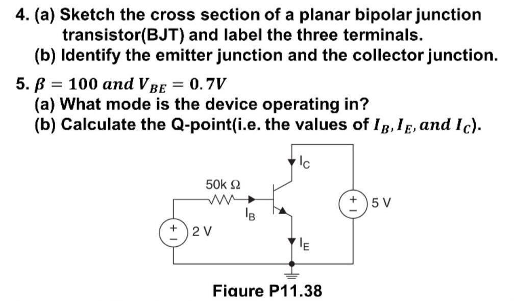 Solved 4. (a) Sketch the cross section of a planar bipolar | Chegg.com