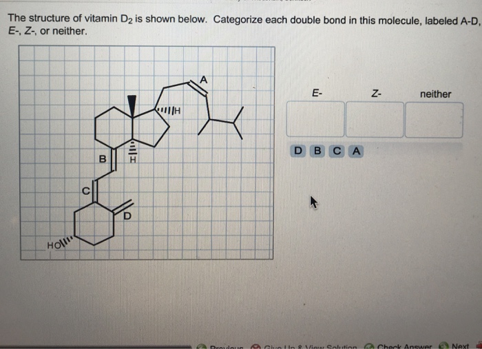 Solved The structure of vitamin D2 is shown below. | Chegg.com