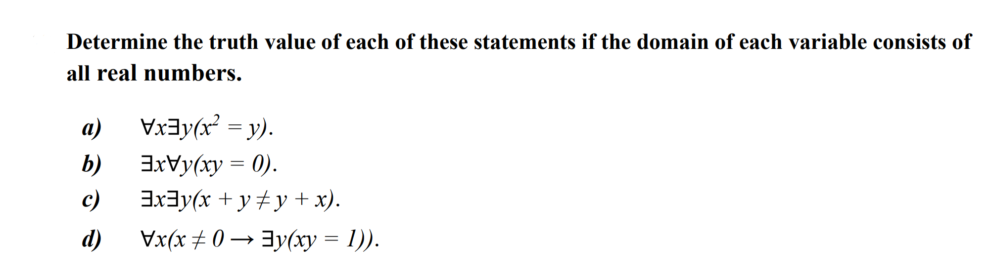 Solved Determine the truth value of each of these statements | Chegg.com