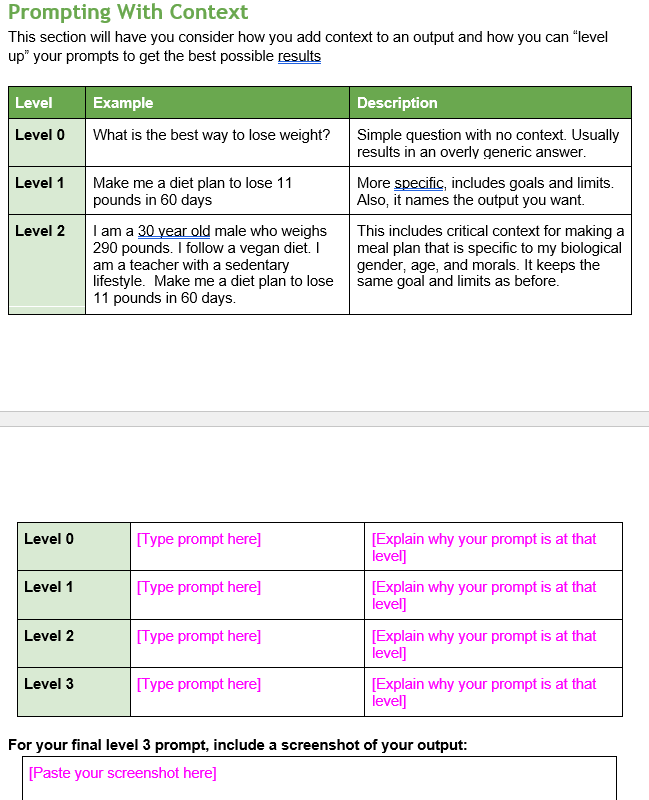 Solved Prompting With ContextThis section will have you | Chegg.com