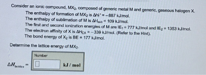Solved Consider an ionic compound, MX2, composed of generic | Chegg.com